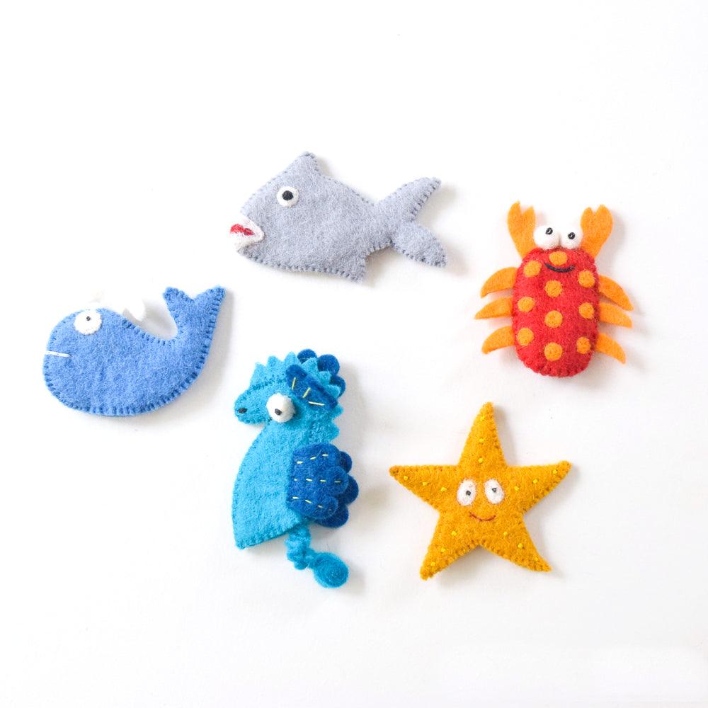 Ocean and Sea Creatures A, finger puppet set – Tara Treasures