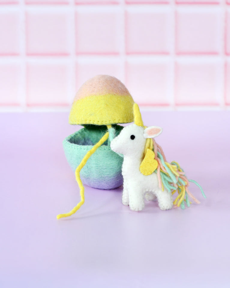 Felt Surprise Egg with Rainbow Unicorn Inside – Tara Treasures