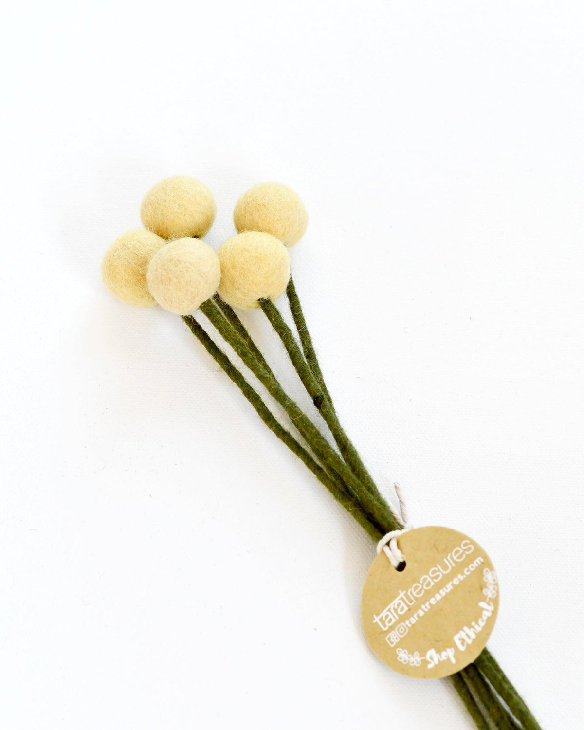 Felt Light Yellow Billy Buttons - Set of 5 Stems | Tara Treasures ...