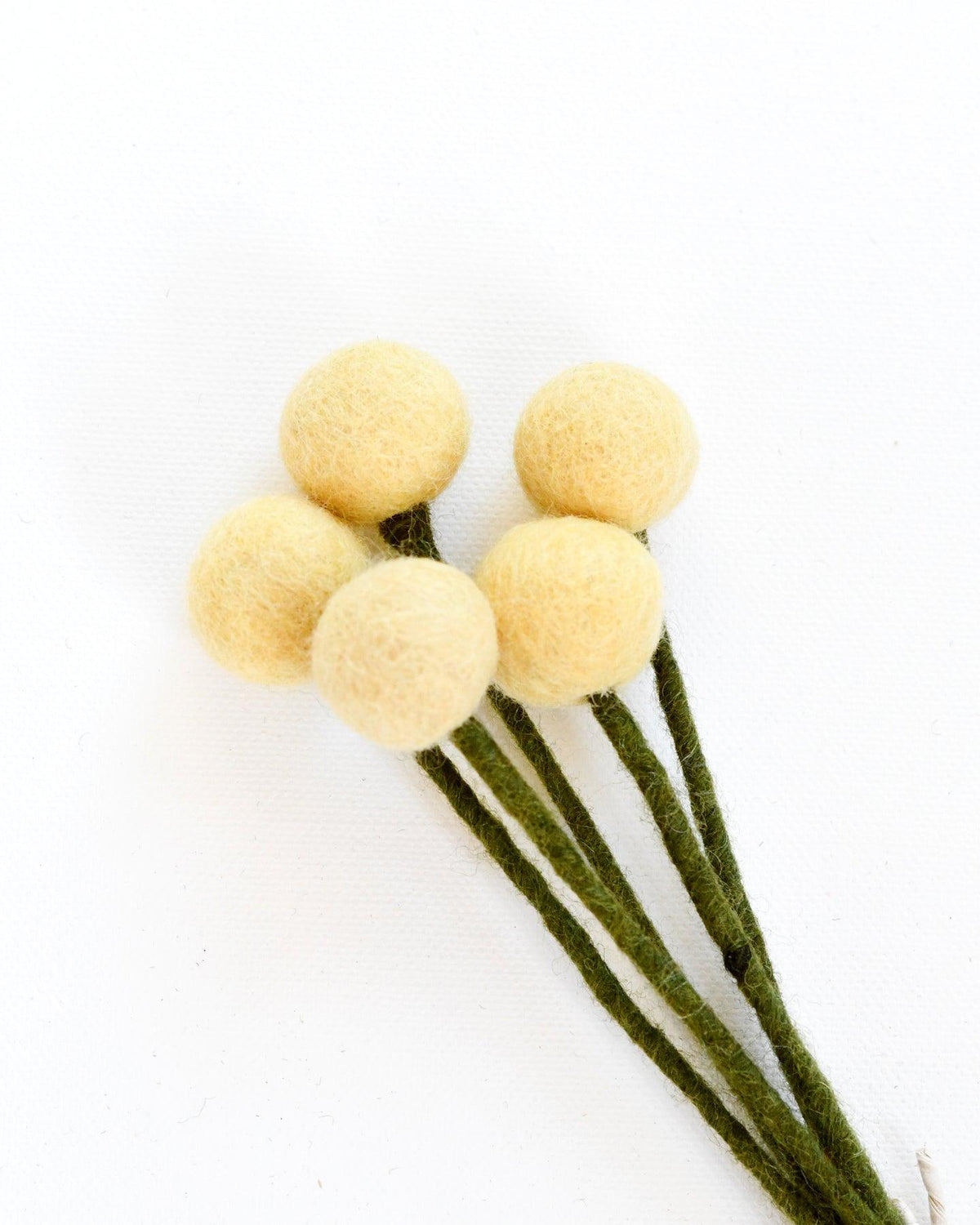 Felt Light Yellow Billy Buttons - Set of 5 Stems | Tara Treasures ...