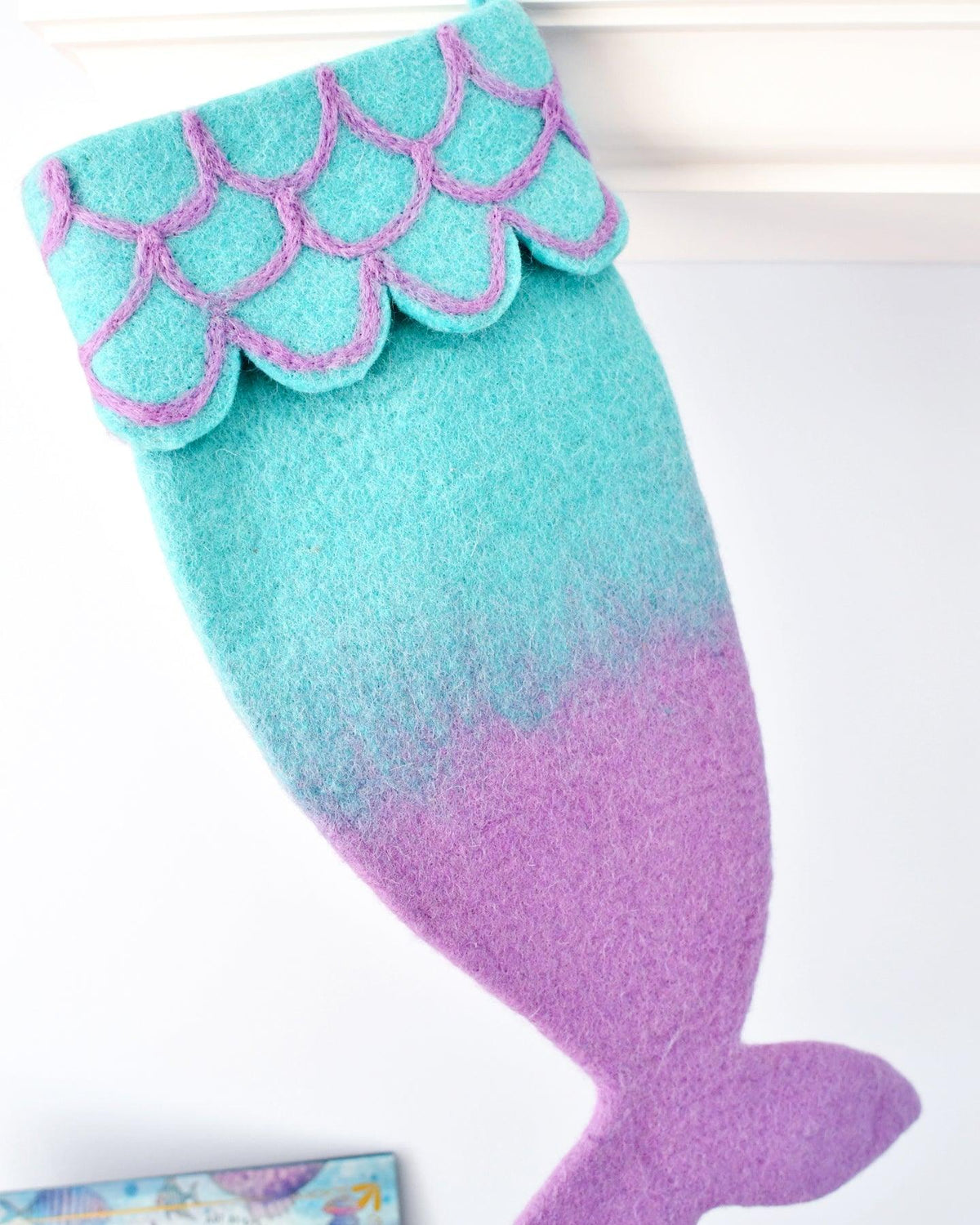 Felt Mermaid Christmas Stocking - Cyan-Purple Colours – Tara Treasures