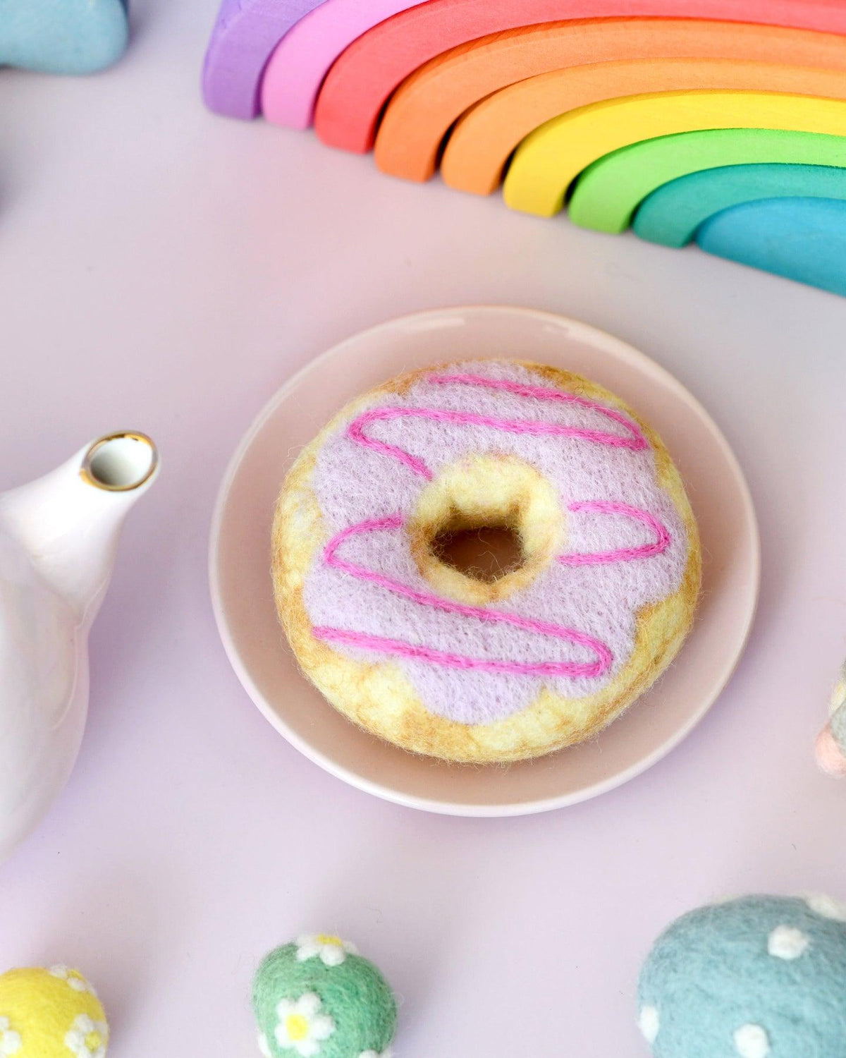 Felt Doughnut (Donut) with Pastel Frosting and Pink Drizzle – Tara ...
