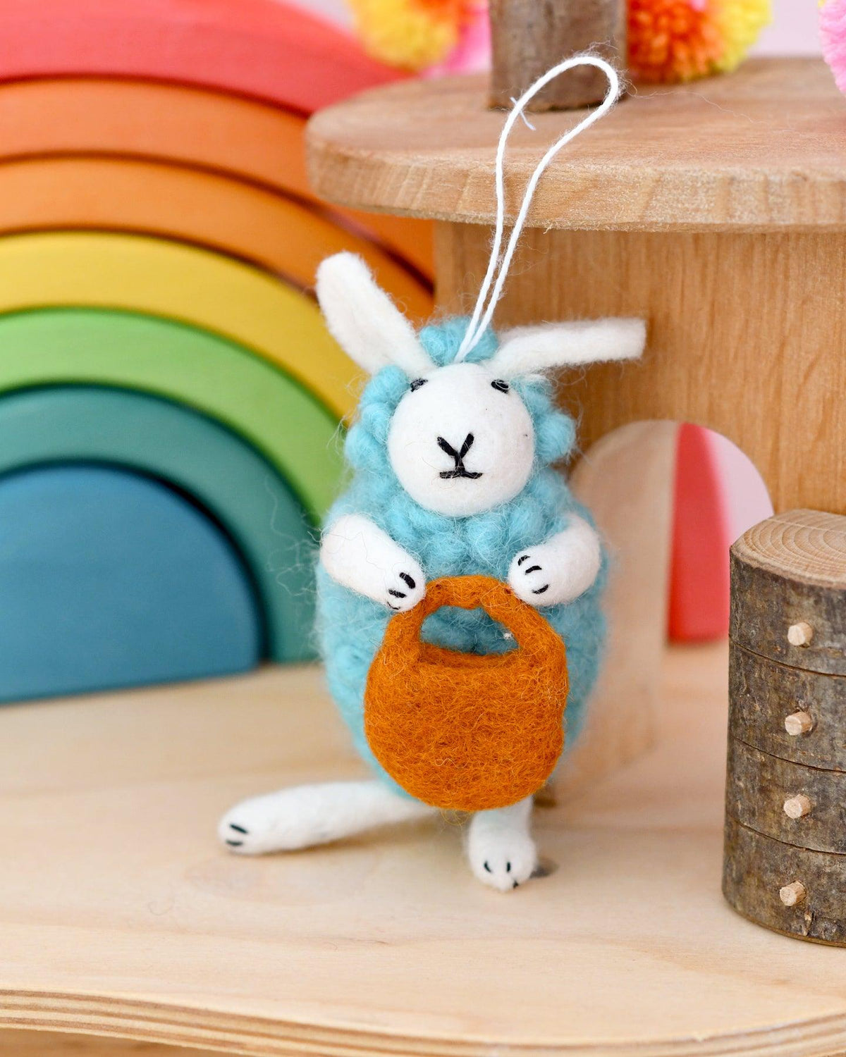 Felt Blue Sheep Lamb Ornament | Tara Treasures | Tara Treasures