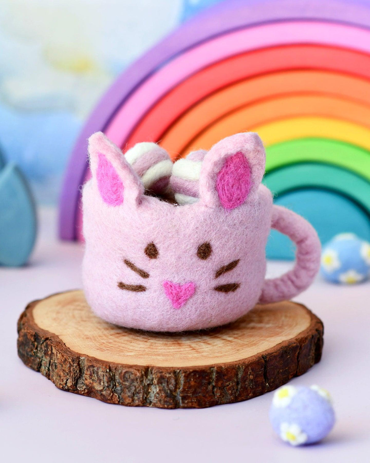 Felt Bunny Hot Chocolate Mug with Marshmallows (Pink Cup) – Tara Treasures