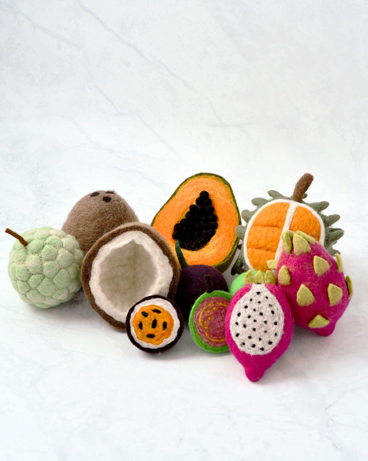 Felt Tropical Fruits Play Food Set (Set of 11 pieces) – Tara Treasures