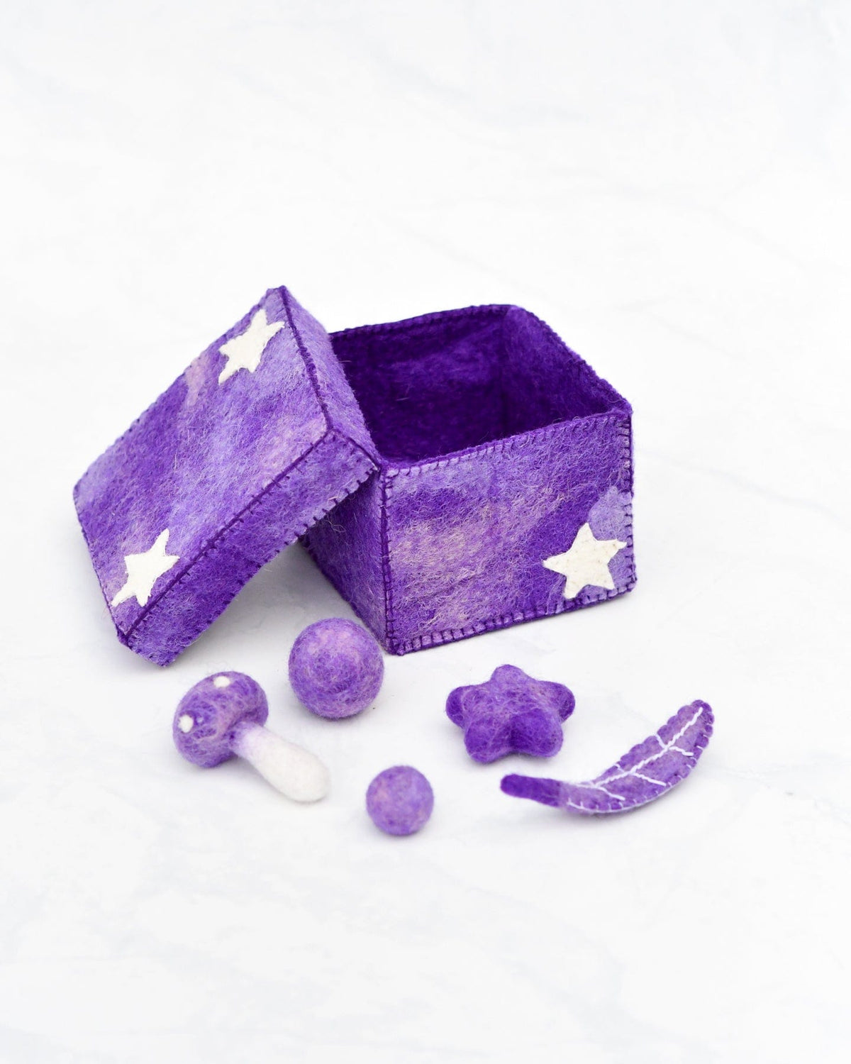 Felt Purple Magic Box with Small Parts | Tara Treasures