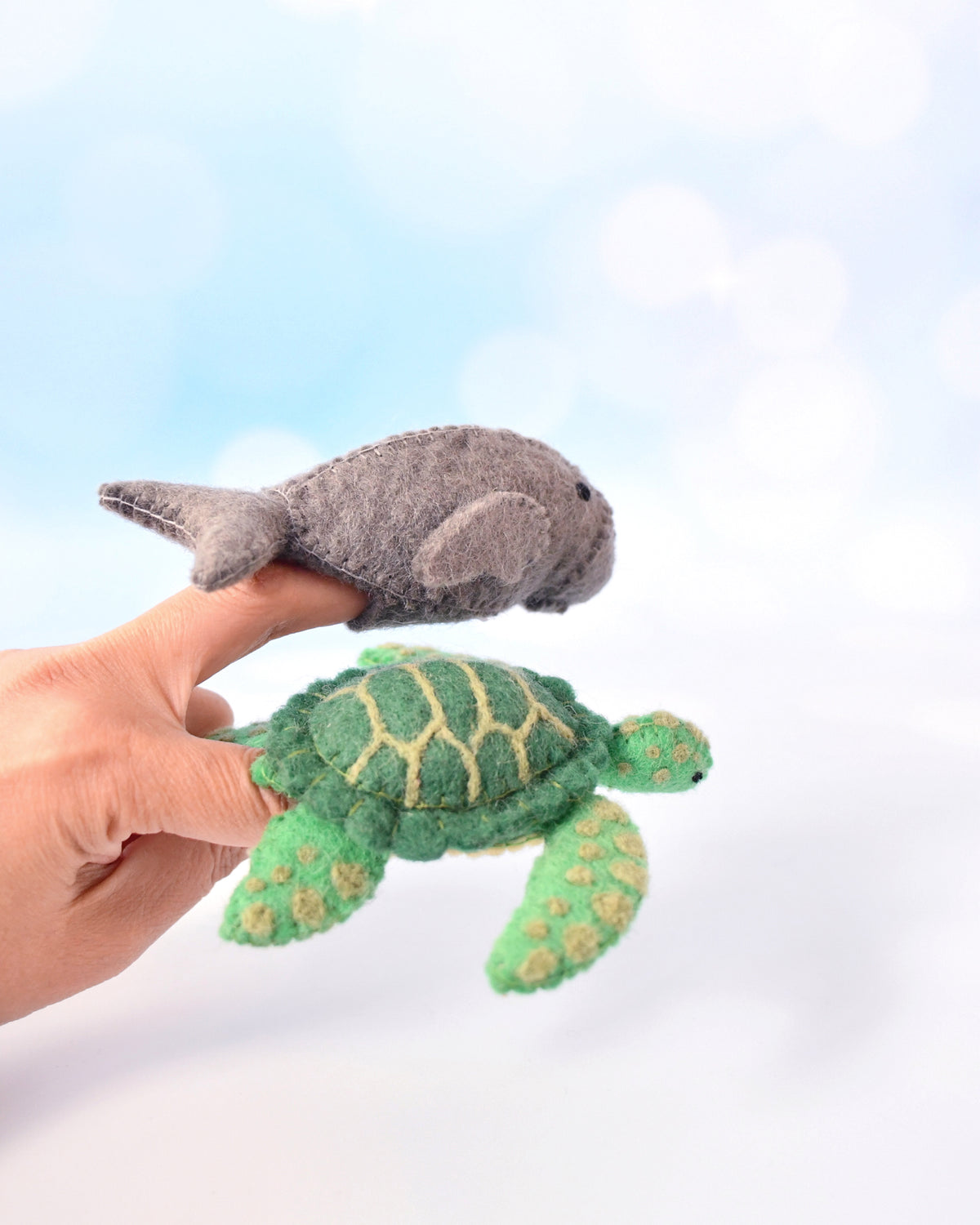 Waru and Dhangal – Sea Turtle & Dugong Finger Puppets Set – Tara Treasures