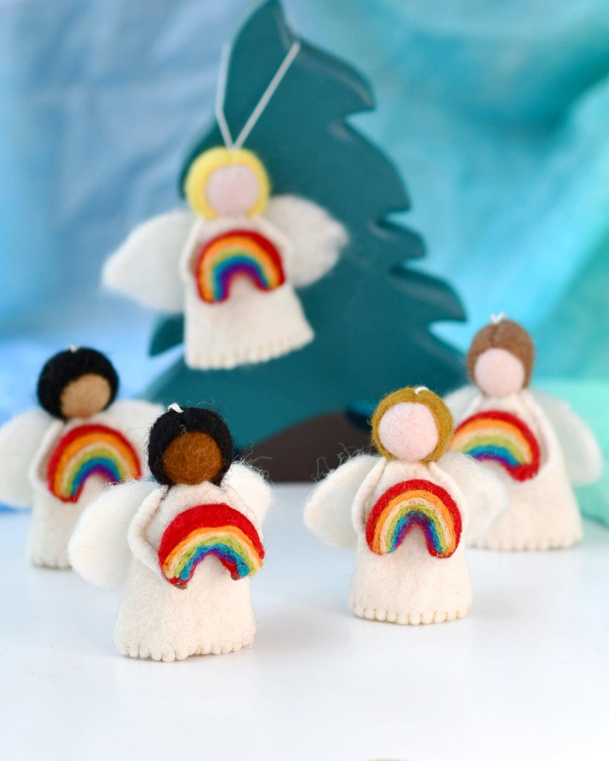 Felt Waldorf Diversity Angel with Rainbow - Light Brown Hair | Tara ...