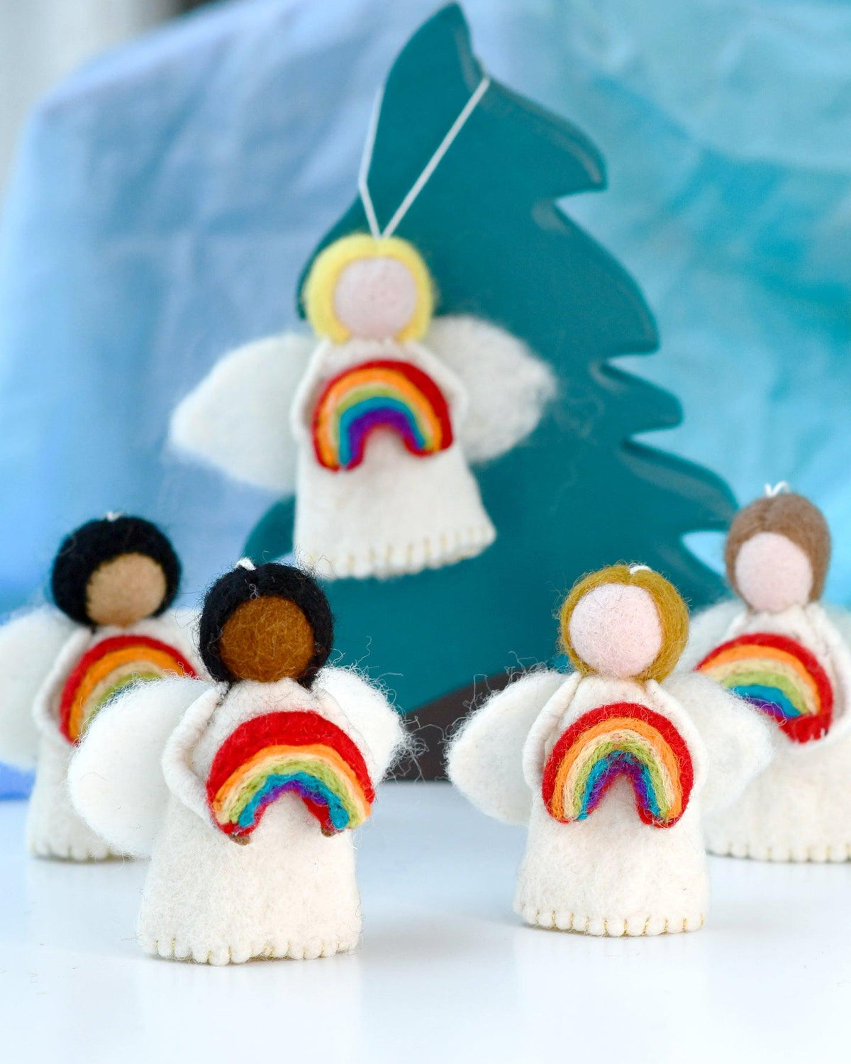 Felt Waldorf Diversity Angel with Rainbow - Black Hair 2 | Tara ...
