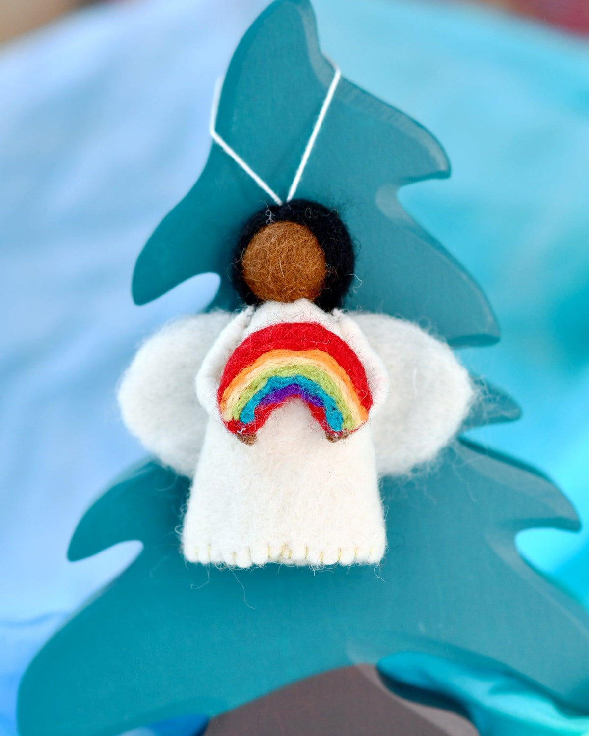 Felt Waldorf Diversity Angel with Rainbow - Black Hair 2 | Tara ...