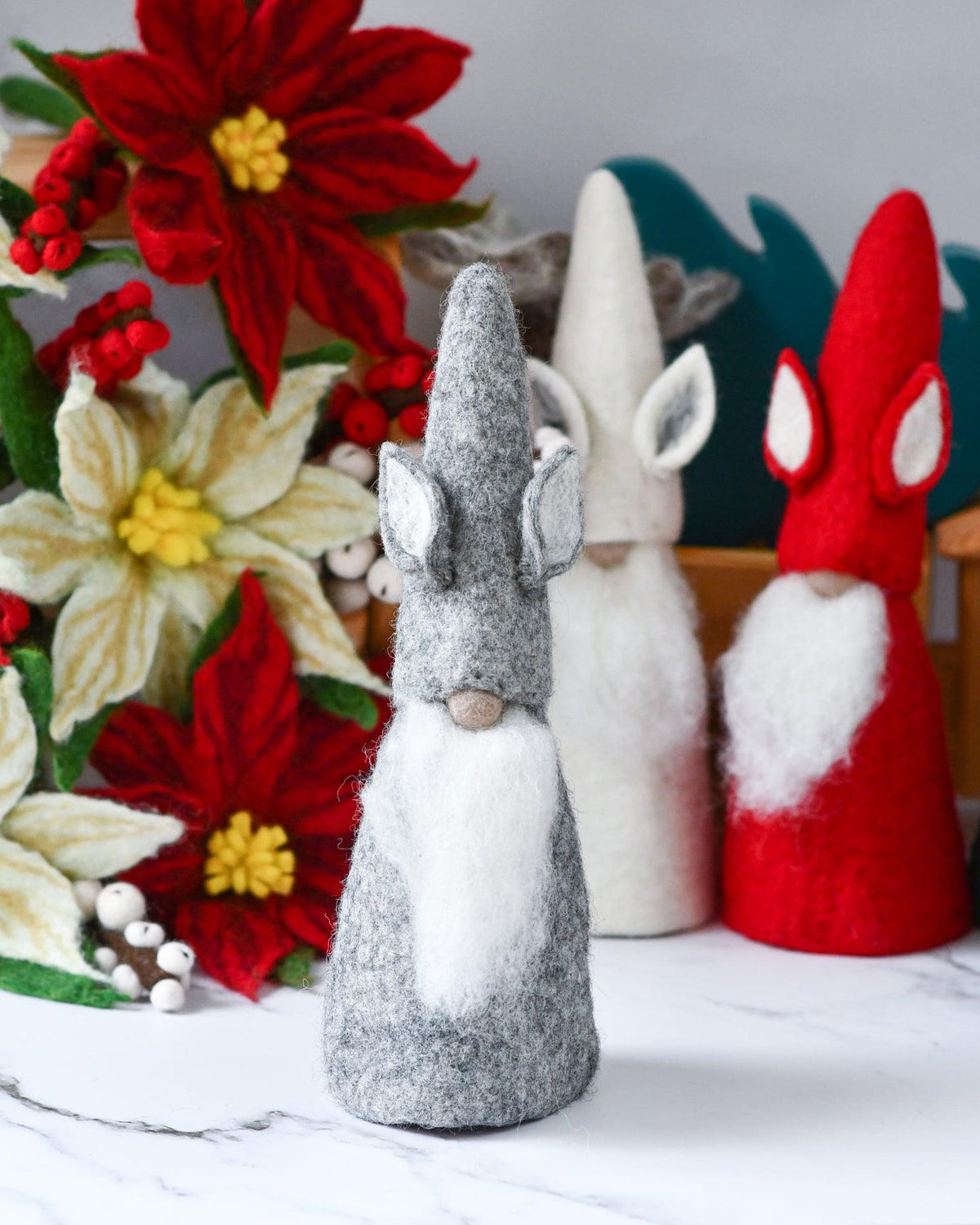 Felt Gnome Tree Topper (Grey) – Tara Treasures
