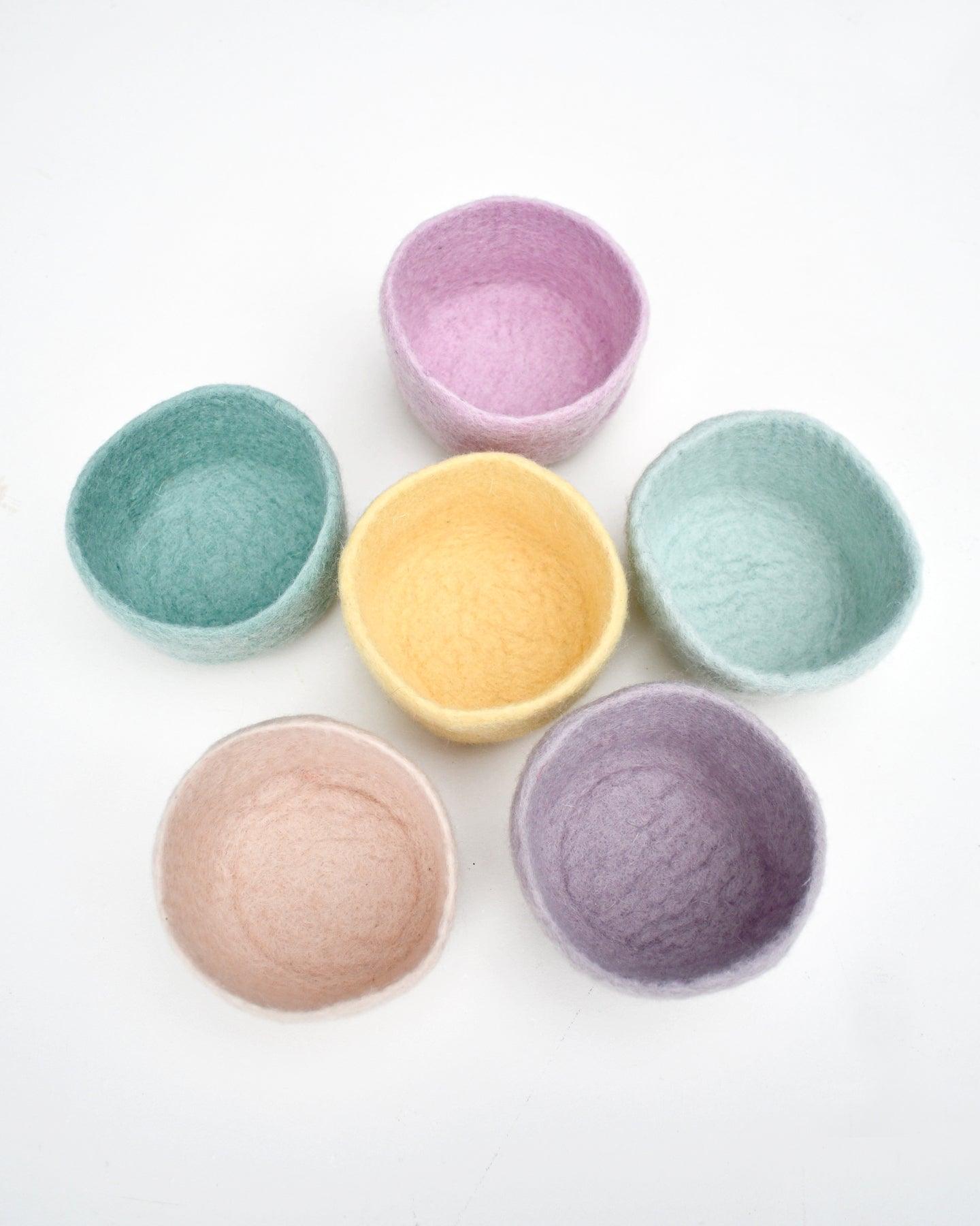 Felt Big Pastel Bowls - Set of 6 | Tara Treasures