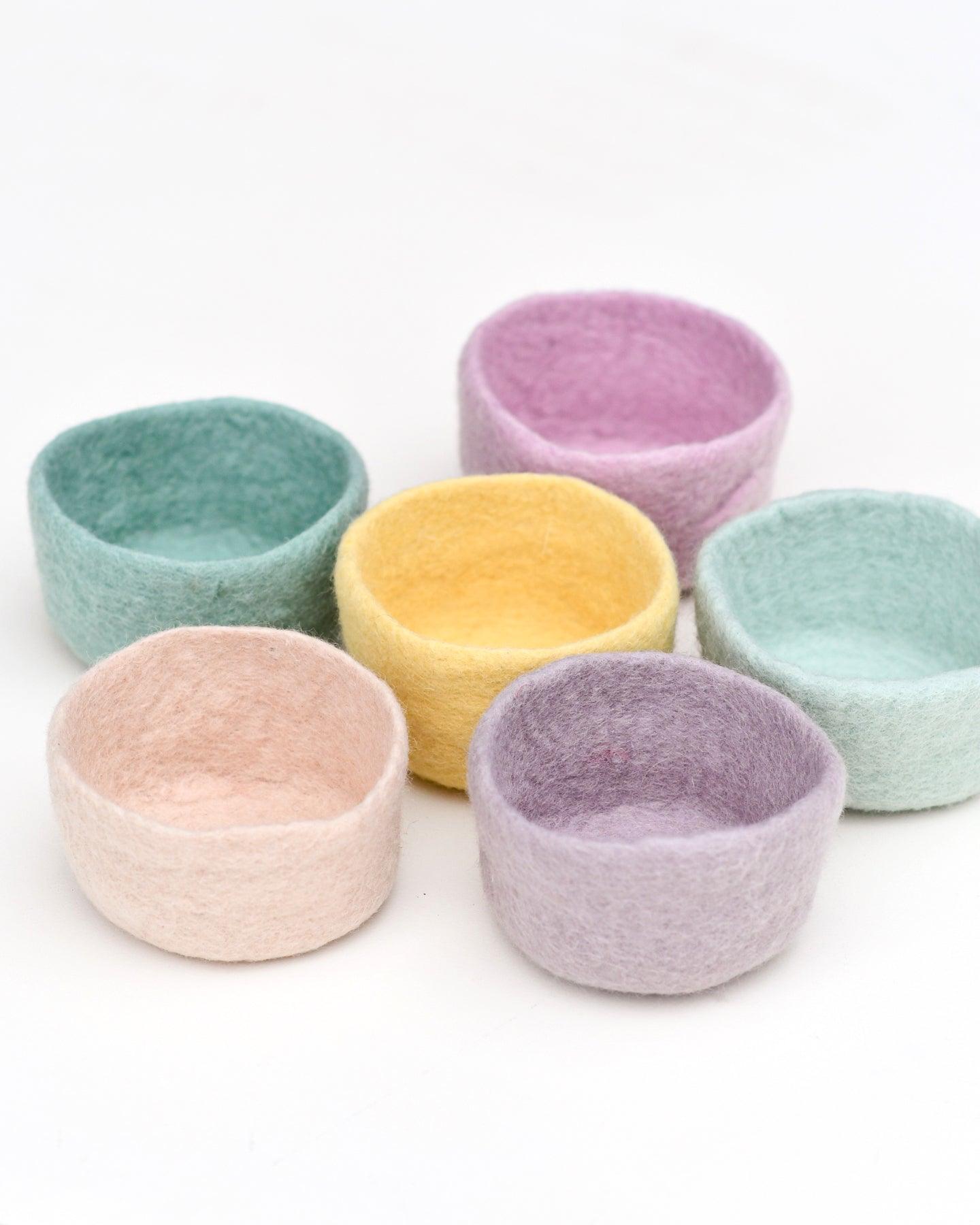 Felt Big Pastel Bowls - Set of 6 | Tara Treasures