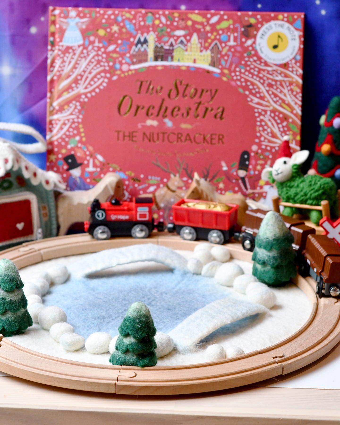 Felt Round Snow Ice Rink Play Mat Playscape - Tara Treasures