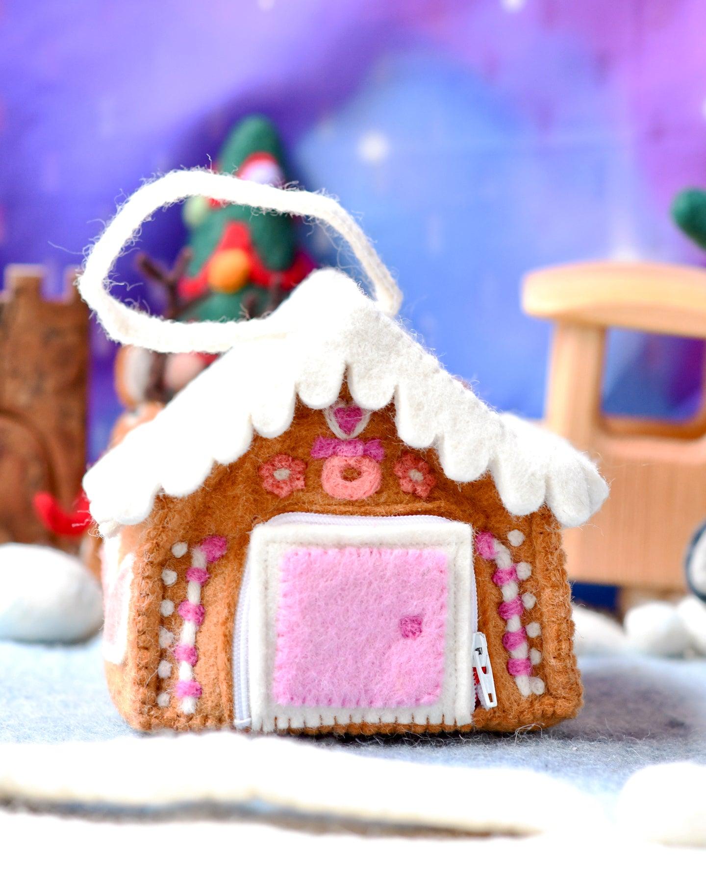 Felt Pink Gingerbread House Bag | Tara Treasures