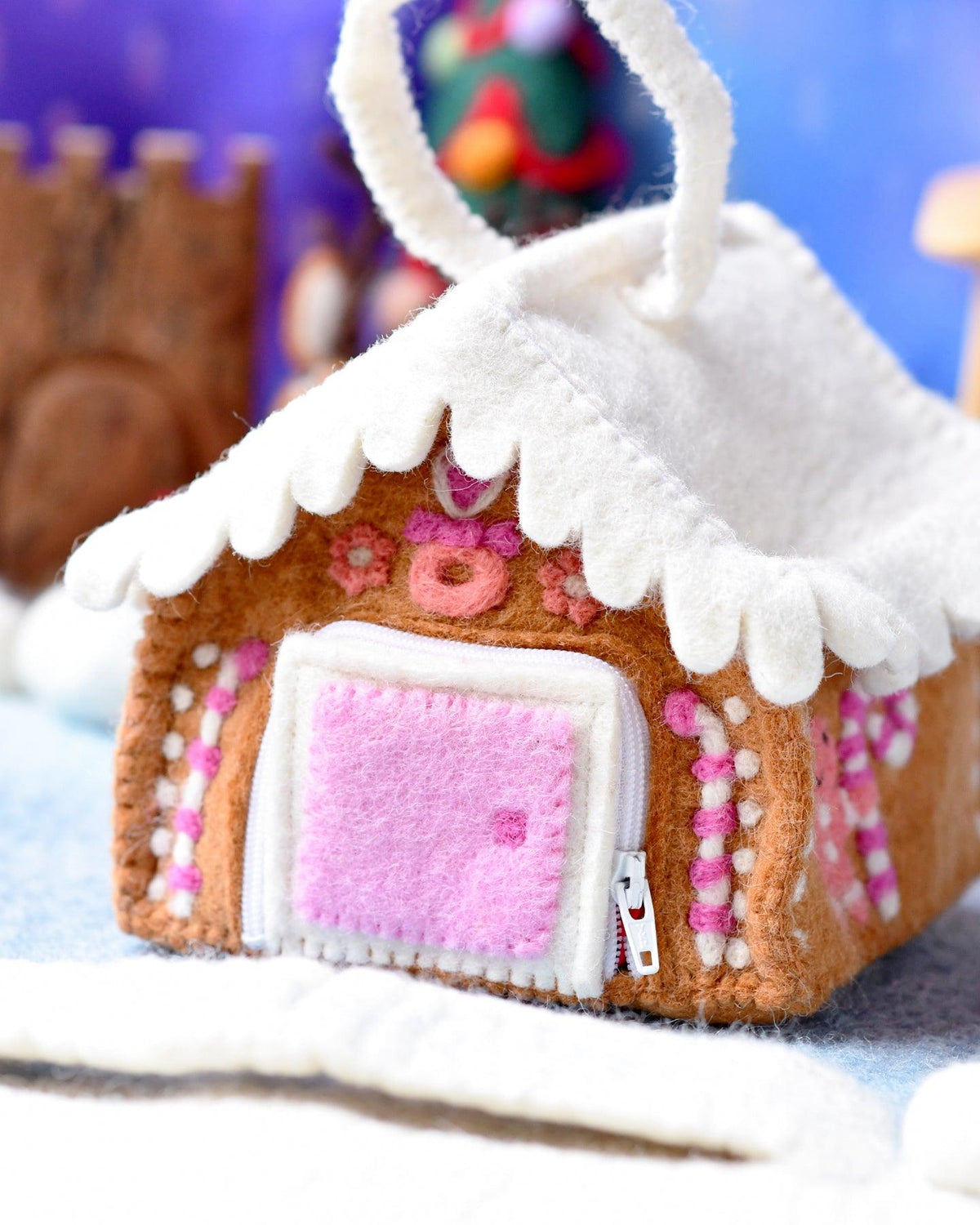 Felt Pink Gingerbread House Bag – Tara Treasures