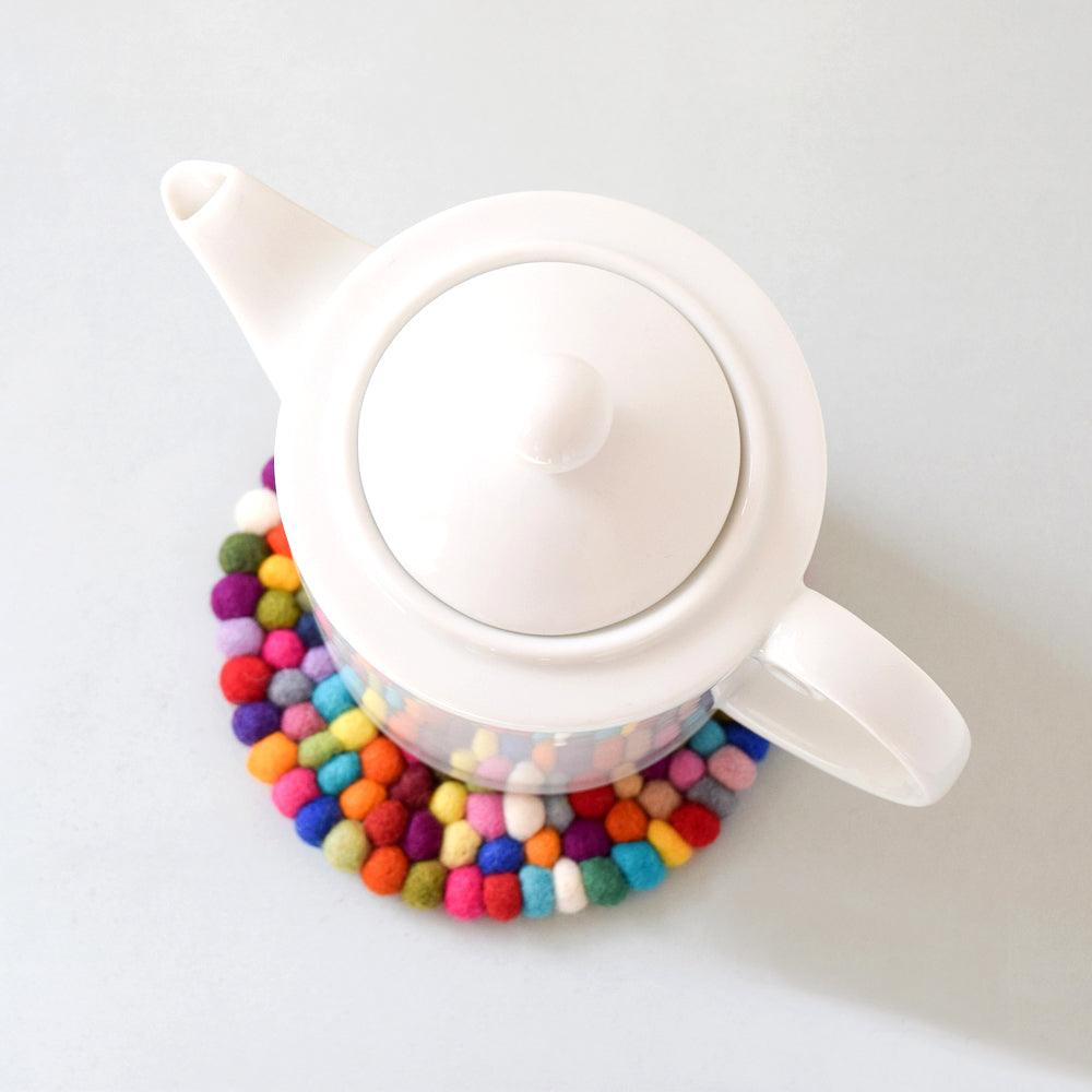 Colourful Felt Ball Teapot Trivet – Tara Treasures