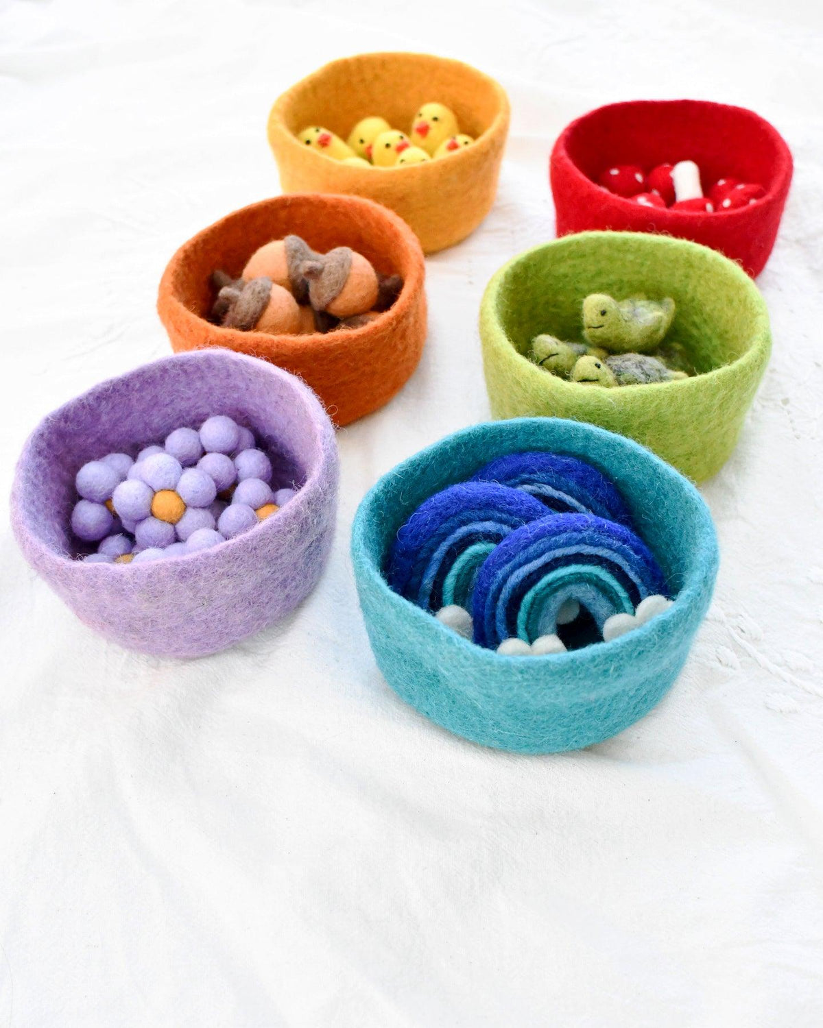 Felt Big Colourful Bowls - Set of 6 | Tara Treasures | Tara Treasures