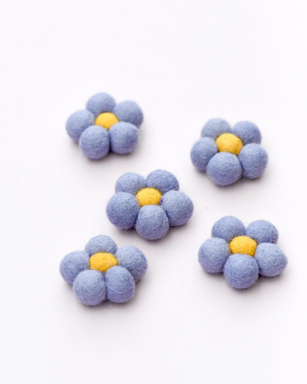 Felt Daisy Flowers (Periwinkle Coloured) - 5 Flowers | Tara Treasures
