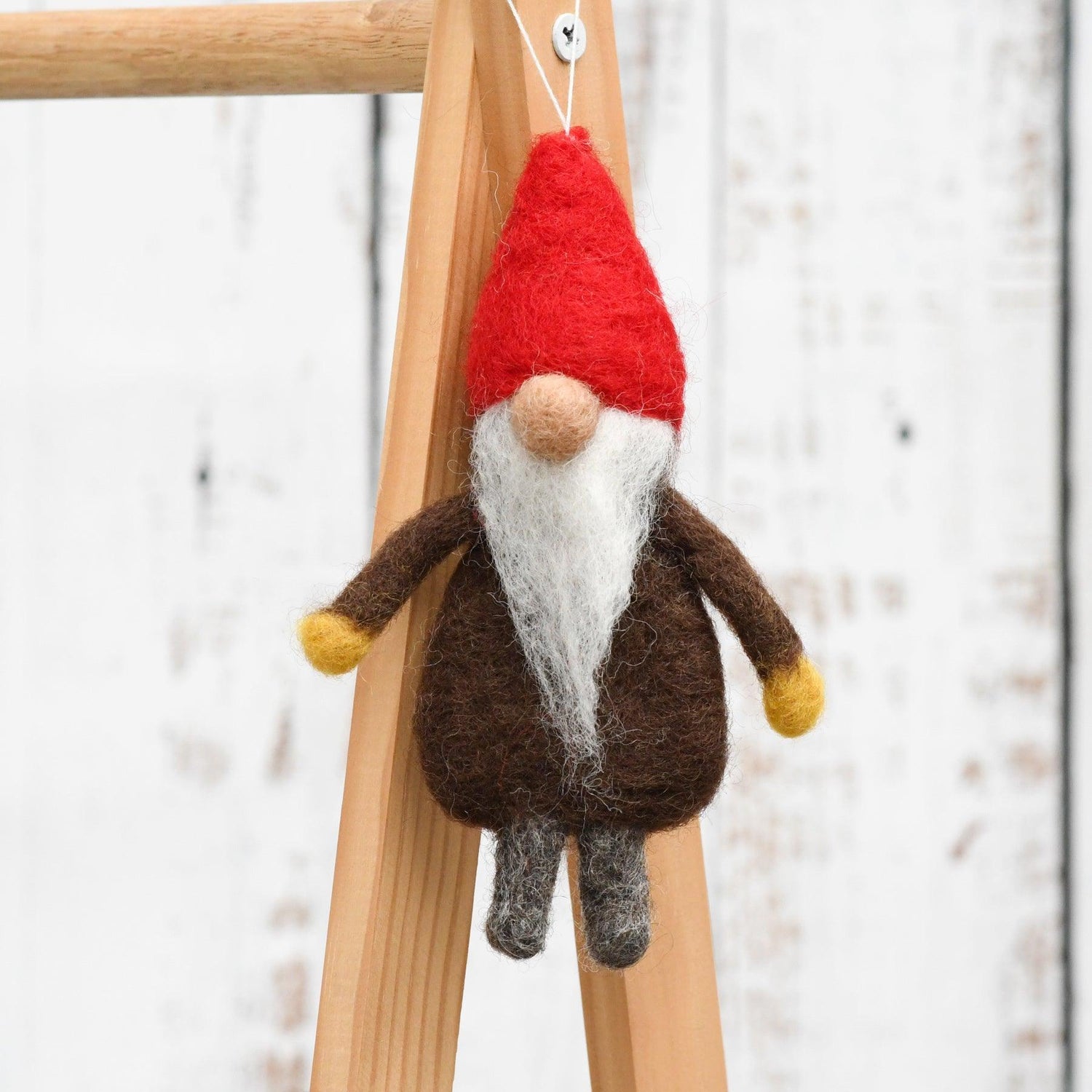 Felt Gnome Hanging - Dark Brown Robe | Tara Treasures