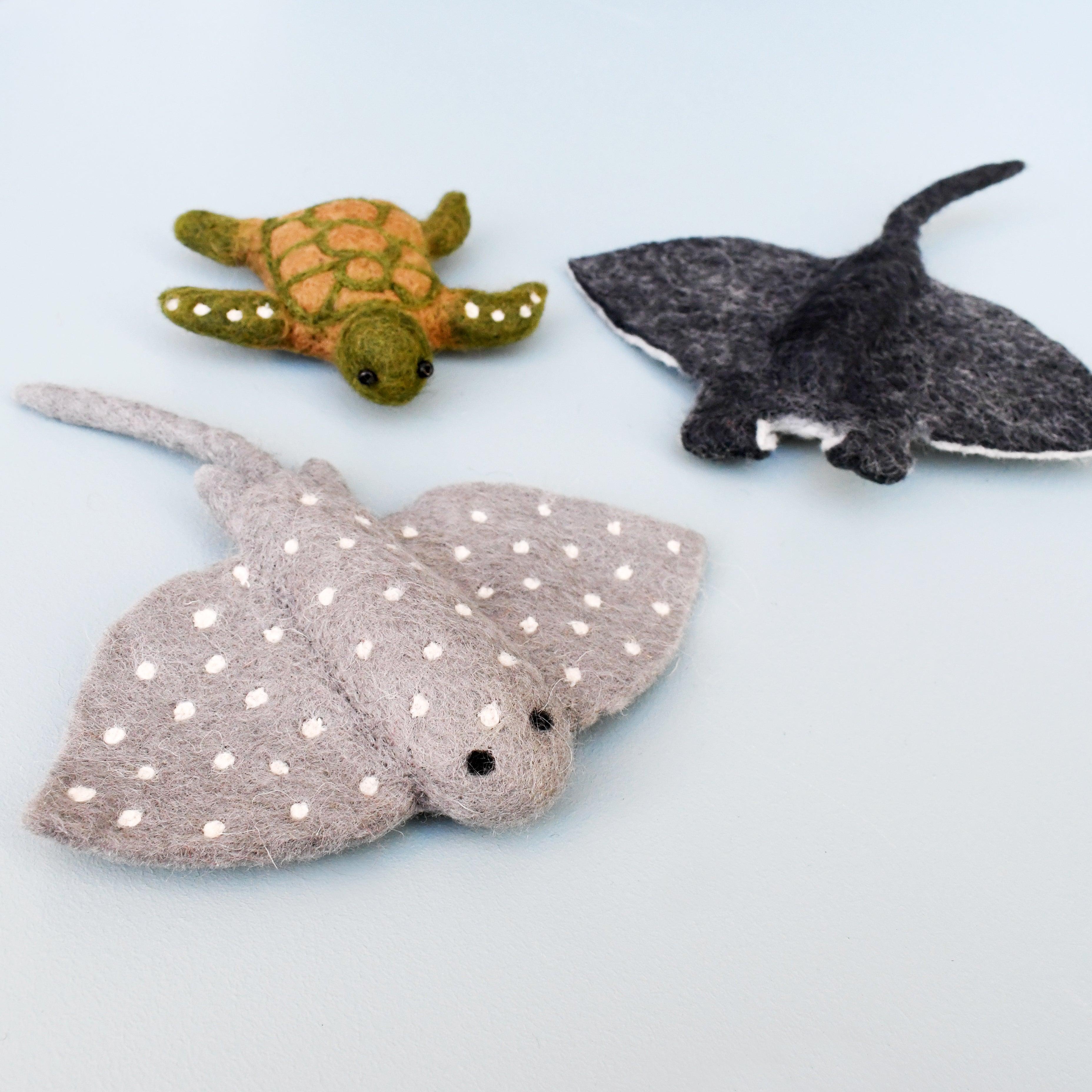 Felt Sea Reef Creatures Toys - Manta Ray, Eagle Ray and Green Sea ...