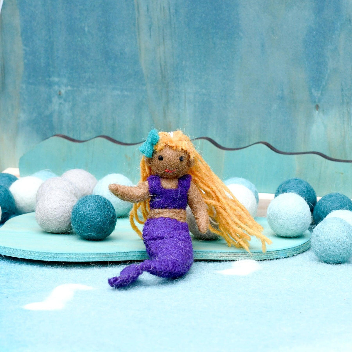 Felt Coral Mermaid Hanging with Purple Tail – Tara Treasures