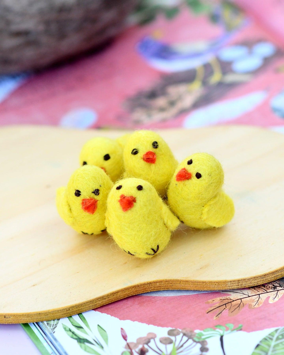 Felt Yellow Chicks (Set of 5) | Tara Treasures | Tara Treasures