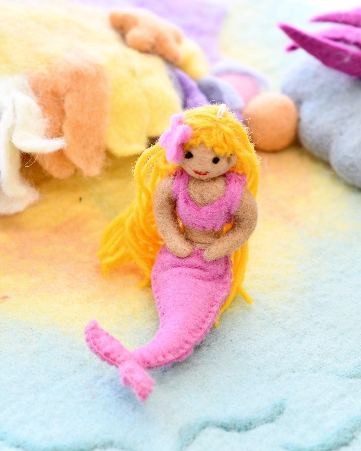 Felt Coral Mermaid Hanging with Pink Tail – Tara Treasures