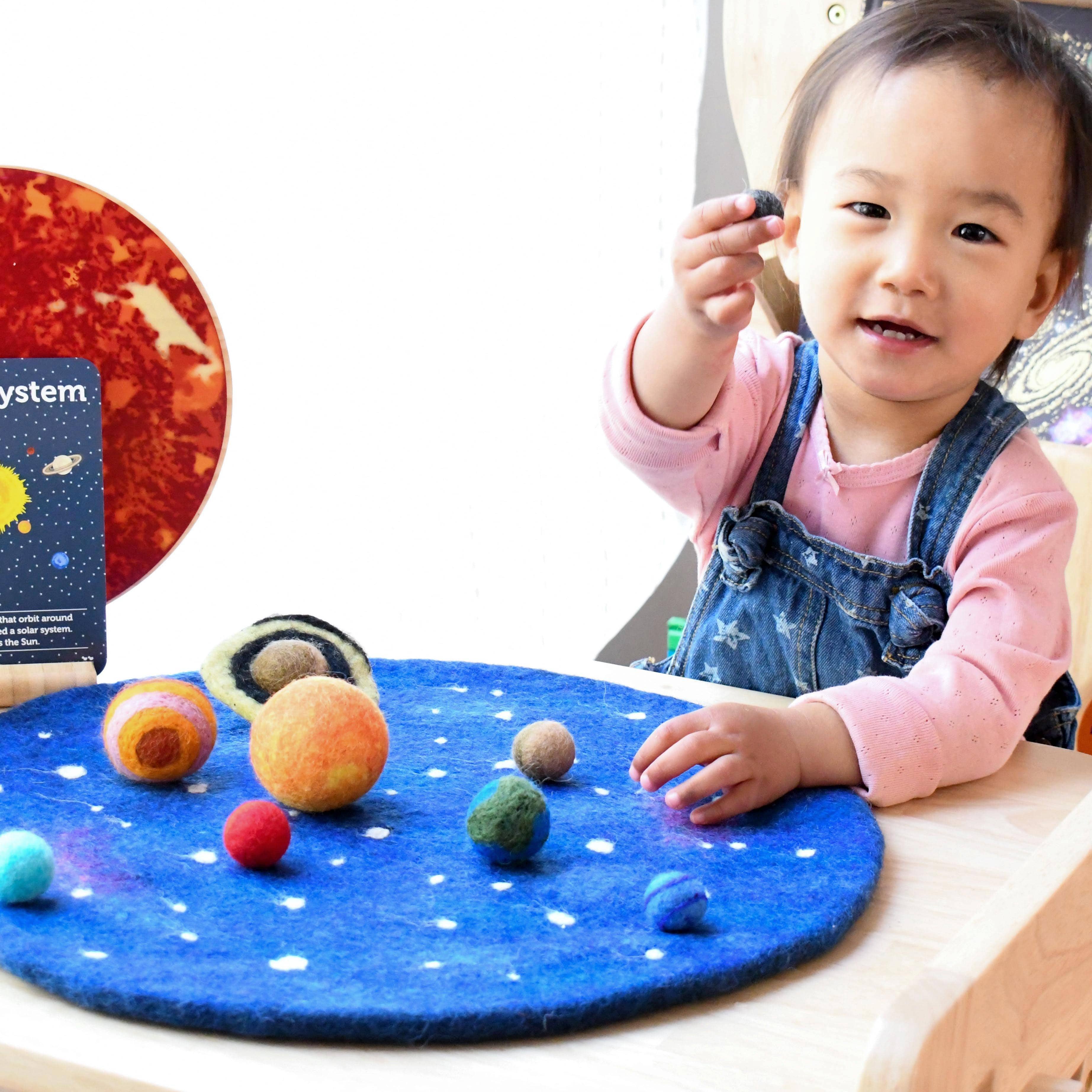 Solar System Outer Space Play Mat with Felt Planets | Tara Treasures